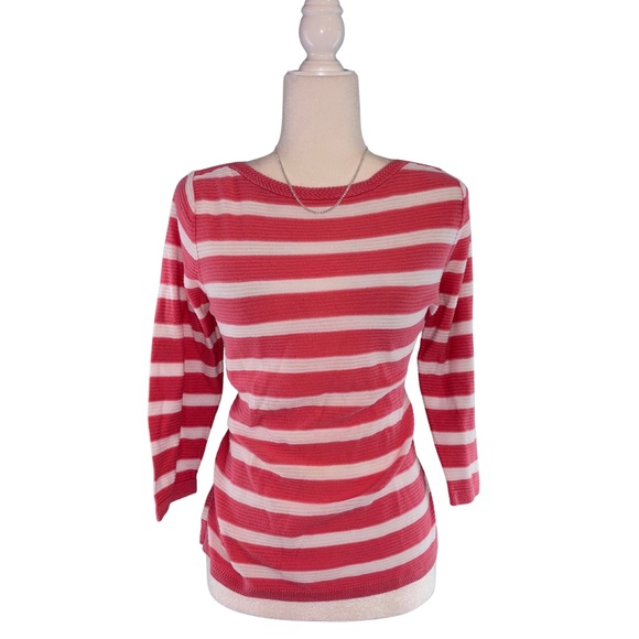 JEANNE PIERRE | Tops | Jeanne Pierre Petite Pink White Striped Cotton ...